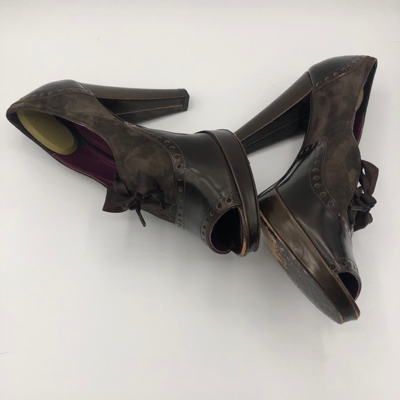 Coach | Shoes | Coach Claudine Peep Toe Lace Up Platform Heels 85 ...